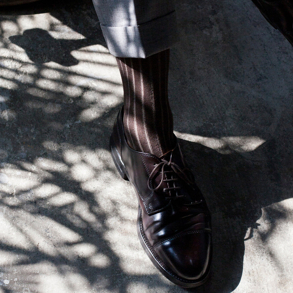 Men's Two-Tone Ribbed Socks - Brown & Ivory – Votta Socks