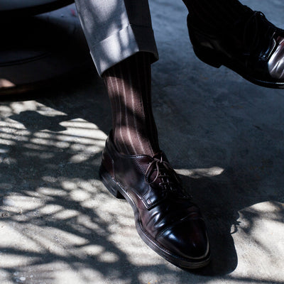 Men's Two-Tone Ribbed Socks - Brown & Ivory – Votta Socks